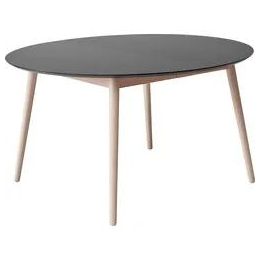 Esstisch HAMMEL FURNITURE "Meza Designtisch mit Auszugsfunktion und 2 Einlegeplatten", grau (graphit, naturfarben), B:135cm H:73,5cm T:135cm, Tischplatte: Graphit nanobehandeltes Fenix-Laminat (schwarzer Rand), Gestell: Wei&szlig; pigmentierte Eiche matt Lack (Massivholz);Mit nanobehandeltem Laminat, einer matten, seidigen Oberfl&auml;che, die Fingerabdr&uuml;cke abweist und langlebig und hygienisch ist, Tische, 
