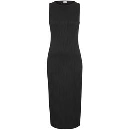 Lascana Damen Midikleid, schwarz, Gr. 44, unifarben, Stoff, Obermaterial: 95% Polyester, 5% Elasthan, Kleider, mit Strukturmuster, enges Kleid,