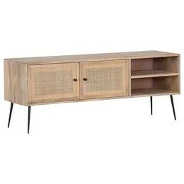 Lowboard GUTMANN FACTORY "Liam", beige (natur), B:140cm H:55cm T:42cm, Sideboards, Lowboard, Kommode mit Rattangeflecht