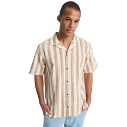 Kurzarmhemd Quiksilver "Sunset Song", Herren, Gr. XS, US-Gr&ouml;&szlig;en, bone wei&szlig; stripes sunset, Obermaterial: 55% Baumwolle, 45% Hanf., Hemden