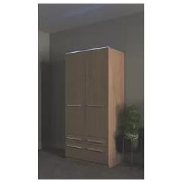 Kleiderschrank Priess "Schrank Garderobe W&auml;scheschrank Barcelona in 5 Breiten", braun (edelbuchefarben), B:94cm H:193cm T:54cm, Holzwerkstoff, Schr&auml;nke, Kleiderschrank, viel Stauraum, ger&auml;umige Schubk&auml;sten, mit Spiegel, MADE IN GERMANY
