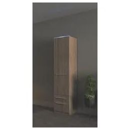 Kleiderschrank Priess "Schrank Garderobe W&auml;scheschrank Barcelona in 5 Breiten", braun (struktureichefarben hell), B:48cm H:193cm T:36cm, Holzwerkstoff, Schr&auml;nke, Kleiderschrank, viel Stauraum, ger&auml;umige Schubk&auml;sten, mit Spiegel, MADE IN GERMANY