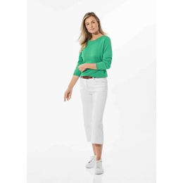GOLDNER Damen Strickpullover "Kurzgr&ouml;&szlig;e Pullover mit U-Boot-Ausschnitt aus Baumwoll-Viskose-Mix", gr&uuml;n, Gr. 24, Obermaterial: 60% Viskose CV. 40%