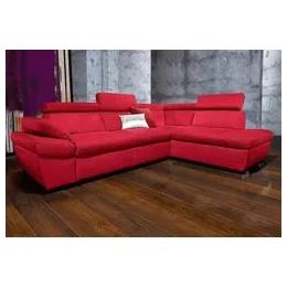 Ecksofa exxpo - SOFA FASHION "Salerno, Funktionssofa, hoher Sitzkomfort, Breite 268cm, L-Form", rot, B:268cm H:77cm T:204cm, NaturLeder;Primabelle-Microfaser (100% Polyester);Luxus-Kunstleder, Sofas, Ecksofa, inkl. Kopf- und Armteilverstellung, wahlweise mit Bettfunktion, Topseller