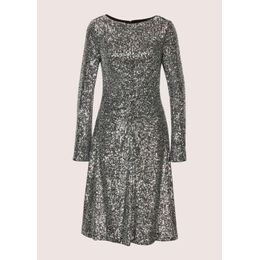 Madeleine Mode MADELEINE Damen Cocktailkleid "Paillettenkleid Abendkleid mit Glanzeffekt", grau, Modern, Gr. 46, Obermaterial: 100% Polyester PES., Kleider, &Auml;rmel