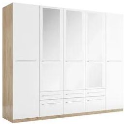 Kleiderschrank Priess "Schrank Garderobe W&auml;scheschrank Barcelona in 5 Breiten", wei&szlig; (struktureichefarben hell, wei&szlig;), B:230cm H:193cm T:54cm, Holzwerkstoff, Schr&auml;nke, Kleiderschrank, viel Stauraum, ger&auml;umige Schubk&auml;sten, mit Spiegel, MADE IN GERMANY