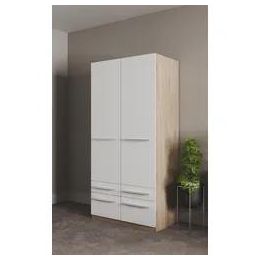 Kleiderschrank Priess "Schrank Garderobe W&auml;scheschrank Barcelona in 5 Breiten", wei&szlig; (struktureichefarben hell, wei&szlig;), B:94cm H:193cm T:54cm, Holzwerkstoff, Schr&auml;nke, Kleiderschrank, viel Stauraum, ger&auml;umige Schubk&auml;sten, mit Spiegel, MADE IN GERMANY