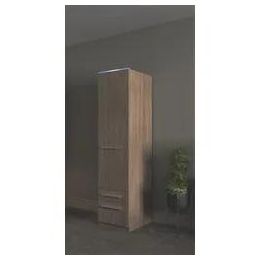 Kleiderschrank Priess "Schrank Garderobe W&auml;scheschrank Barcelona in 5 Breiten", braun (struktureichefarben hell), B:48cm H:193cm T:54cm, Holzwerkstoff, Schr&auml;nke, Kleiderschrank, viel Stauraum, ger&auml;umige Schubk&auml;sten, mit Spiegel, MADE IN GERMANY