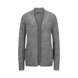 GOLDNER Damen Strickjacke "Kurzgr&ouml;&szlig;e Langarm Melange-Cardigan, flauschig", grau, Modisch, Gr. 23, Obermaterial: 100% Polyacryl PAN., Strickjacken,