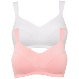 bonprix Damen B&uuml;gelloser BH "BH ohne B&uuml;gel mit Baumwolle (2er Pack)", Gr. 80, wei&szlig;, Obermaterial: 95% Baumwolle, 5% Elasthan. Futter: 100% Baumwolle,