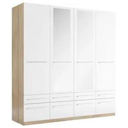 Kleiderschrank Priess "Schrank Garderobe W&auml;scheschrank Barcelona in 5 Breiten", wei&szlig; (struktureichefarben hell, wei&szlig;), B:185cm H:193cm T:54cm, Holzwerkstoff, Schr&auml;nke, Kleiderschrank, viel Stauraum, ger&auml;umige Schubk&auml;sten, mit Spiegel, MADE IN GERMANY