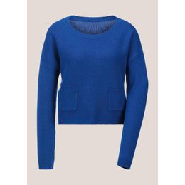 Madeleine Mode MADELEINE Damen Longpullover "Strickpullover Wollpullover mit U-Boot-Ausschnitt", blau, Modern, Gr. 40, Obermaterial: 25% Alpaka WP. 25% Polyamid PA.