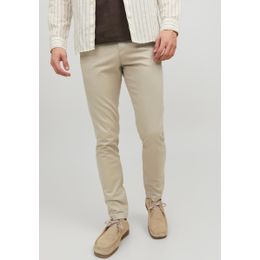 Jack & Jones JACK & JONES Herren Chinohose "JJIMARCO mit Badge und hohem Tragekomfort", beige, Gr. 30, unifarben, Web, Obermaterial: 98% Baumwolle, 2% Elasthan,