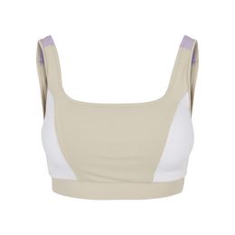 Urban Classics Damen B&uuml;gel-BH "Urban Classics Damen Ladies Color Block Bra", Gr. Lsoftseagrass, wei&szlig;, lila, 80% Polyamid, 20% Elasthan, BHs