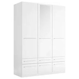 Kleiderschrank Priess "Schrank Garderobe W&auml;scheschrank Barcelona in 5 Breiten", wei&szlig;, B:140cm H:193cm T:54cm, Holzwerkstoff, Schr&auml;nke, Kleiderschrank, viel Stauraum, ger&auml;umige Schubk&auml;sten, mit Spiegel, MADE IN GERMANY