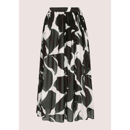 Madeleine Mode MADELEINE Damen Midirock "Midirock Druckrock mit floralem Muster", schwarz, Modern, Gr. 38, Obermaterial: 100% Viskose CV., R&ouml;cke, Nahttaschen