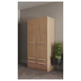 Kleiderschrank Priess "Schrank Garderobe W&auml;scheschrank Barcelona in 5 Breiten", braun (edelbuchefarben), B:94cm H:193cm T:54cm, Holzwerkstoff, Schr&auml;nke, Kleiderschrank, viel Stauraum, ger&auml;umige Schubk&auml;sten, mit Spiegel, MADE IN GERMANY