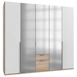 Kleiderschrank wimex "New York", wei&szlig; (struktureichefarben hell,wei&szlig;, spiegel), B:225cm H:208cm T:58cm, Schr&auml;nke, Kleiderschrank, mit Spiegelt&uuml;r
