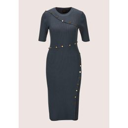 Madeleine Mode MADELEINE Damen Strickkleid "Strickkleid Elegantes Kleid mit Zierkn&ouml;pfen", blau, Modern, Gr. 38, Obermaterial: 56% Viskose CV. 44% Polyamid PA.,