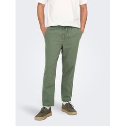 Only & Sons ONLY & SONS Herren Schlupfhose "ONSLINUS CROP 0007 COT LIN PNT NOOS"sea spray, Gr. M, unifarben, Web, Obermaterial: 75% Baumwolle, 25% Leinen, Hosen,