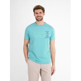 Lerros Herren T-Shirt "Unifarbenes T-Shirt mit Print", blau, Gr. XL, 100% Baumwolle, Shirts