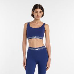 New Balance Damen Sport-BH, Gr. XL, blau, Obermaterial: 77% Polyester, 23% Elasthan, BHs, mit mittlerer Unterst&uuml;tzung, aus Polyester und Elasthan