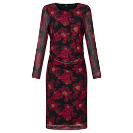 GOLDNER Damen Abendkleid "Printkleid mit Blumenmuster", schwarz, Gr. 52, Obermaterial: 90% Polyester PES. 10% Elasthan EL., Kleider, geschickte