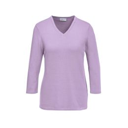 GOLDNER Damen Rundhalspullover "Pullover in hochwertiger Qualit&auml;t", lila, Gr. 44, Obermaterial: 100% Baumwolle CO., Pullover, Glitzersteine am