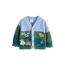 next Strickjacke Jungen Gr&ouml;&szlig;e 50 hellblau / gr&uuml;n / petrol / wei&szlig;