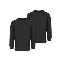 Longsleeve Urban Classics "Urban Classics Boys Heavy Oversized Pocket Longsleeve 2-Pack", M&auml;dchen, Gr. 146/152, schwarz schwarz, 100% Baumwolle, unifarben, oversize, Rundhals, Shirts