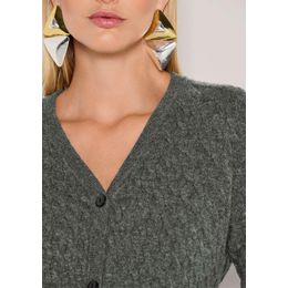 Madeleine Mode MADELEINE Damen Strickjacke "Strickjacke Stilvolle Maschenjacke mit Zopfmuster", grau, Modern, Gr. 36, Obermaterial: 90% Schurwolle WV. 10% Kaschmir