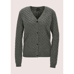 Madeleine Mode MADELEINE Damen Strickjacke "Strickjacke Stilvolle Maschenjacke mit Zopfmuster", grau, Modern, Gr. 48, Obermaterial: 90% Schurwolle WV. 10% Kaschmir