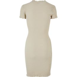 Urban Classics Damen A-Linien-Kleid "Urban Classics Damen Ladies Rib Tee Dress", beige, Gr. S, unifarben, 97% Baumwolle, 3% Elasthan, Kleider