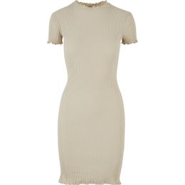Urban Classics Damen A-Linien-Kleid "Urban Classics Damen Ladies Rib Tee Dress", beige, Gr. 5XL, unifarben, 97% Baumwolle, 3% Elasthan, Kleider