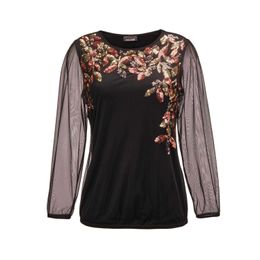 GOLDNER Damen Longpullover "Glanzshirt mit Paillettenstickerei", schwarz, festlich, Gr. 38, Obermaterial: 100% Polyester PES., Pullover, Aufwendig
