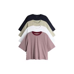 The Set T-Shirt Damen Gr&ouml;&szlig;e M khaki / bordeaux / schwarz / wei&szlig;