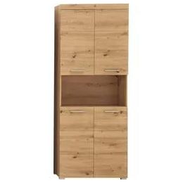 Hochschrank Welltime "Avena", braun (asteichefarben), B:73cm H:190cm T:31cm, Schr&auml;nke, Hochschrank, Badschrank 4-t&uuml;rig mit o. Fach und 4 Einlegeb&ouml;den - B/T/H 73/31/190 cm