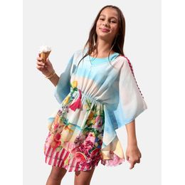 Lipsy Badekaftan M&auml;dchen Gr&ouml;&szlig;e 152 hellblau / gelb / orange / himbeer
