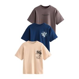 next T-Shirt Jungen Gr&ouml;&szlig;e 158 creme / navy / braun / schwarz