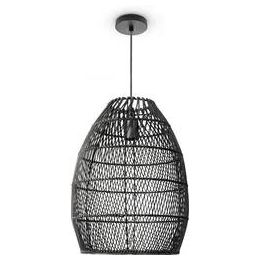 Paco Home Pendelleuchte "VIHMA", schwarz, &Oslash; 30cm H: 40cm, Leuchten, Rattan Pendellampe Korb Esstischlampe Nat&uuml;rlich LED Boho Rustikal E27, Pendelleuchte