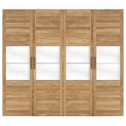 Kleiderschrank Home Affaire "Chamara", beige (natur), B:246cm H:218cm T:65cm, Schr&auml;nke, Kleiderschrank, aus massivem Eichenholz, in unterschiedlichen Breiten, H&ouml;he 218 cm
