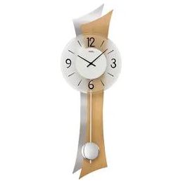 Pendelwanduhr AMS "W7425", silber (silberfarben, buchefarben), Wanduhren, B/H/L: 23cm x 8cm x 70cm, Quarzuhr, Holz-/Aluminiumgeh&auml;use,Esszimmer,Wohnzimmer,Made in Germany