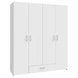 Kleiderschrank FORTE "Econobox", wei&szlig;, B:159,1cm H:190,5cm T:54,4cm, Holzwerkstoff, Schr&auml;nke, Kleiderschrank, Dreht&uuml;renschrank, zeitloses Design mit alufarbigen Griffen.