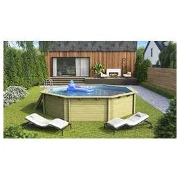 Achteckpool Karibu "PALERMO A2 BxLxH: 547x547x124cm", braun, B:547cm H:124cm L:547cm, Schwimmbecken