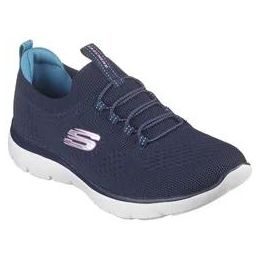 Slip-On Sneaker Skechers "SUMMITS", Damen, Gr. 37, blau (navy, rosa), Textil, Schuhe, Freizeitschuh, Halbschuh, Slipper mit flexibler Traktionslaufsohle