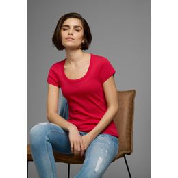 Flashlights Damen T-Shirt, rot, Basic, Gr. 32, unifarben, Feinripp, Obermaterial: 100% Baumwolle, Shirts, figurbetonter Schnitt, unifarben,