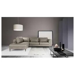 Ecksofa Trendmanufaktur "Luzi, wahlweise mit Schlaffunktion und Bettkasten, gem&uuml;tlich, L-Form", grau (cloud gray), Sofas, B/H/T: 264cm x 80cm x 203cm, Samtvelours, Ottomane links, ohne Schlaffunktion, ohne Bettkasten, 100% Polyester, Ecksofa, Designsofa mit Ottomane, Metallf&uuml;&szlig;e schwarz, Breite 264 cm, B:264cm H:80cm T:203cm