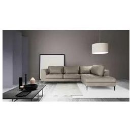 Ecksofa Trendmanufaktur "Luzi, wahlweise mit Schlaffunktion und Bettkasten, gem&uuml;tlich, L-Form", grau (cloud gray), Sofas, B/H/T: 264cm x 80cm x 203cm, Samtvelours, Ottomane rechts, ohne Schlaffunktion, ohne Bettkasten, 100% Polyester, Ecksofa, Designsofa mit Ottomane, Metallf&uuml;&szlig;e schwarz, Breite 264 cm, B:264cm H:80cm T:203cm