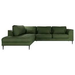 Ecksofa Trendmanufaktur "Luzi, wahlweise mit Schlaffunktion und Bettkasten, gem&uuml;tlich, L-Form", gr&uuml;n (rain forest), Sofas, B/H/T: 264cm x 80cm x 203cm, Samtvelours, Ottomane links,mit Schlaffunktion,mit Bettkasten, 100% Polyester, Ecksofa, Designsofa mit Ottomane, Metallf&uuml;&szlig;e schwarz, Breite 264 cm, B:264cm H:80cm T:203cm