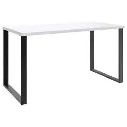 Schreibtisch wimex "Norderney", wei&szlig; (schwarz, wei&szlig;), B:140cm H:75cm T:70cm, Tische, Schreibtisch, aus Holzwerkstoff und Metall, 140x70cm